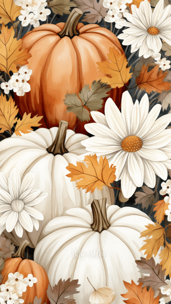 New Free Fall Phone Wallpapers: Pumpkins & Daisies Collection