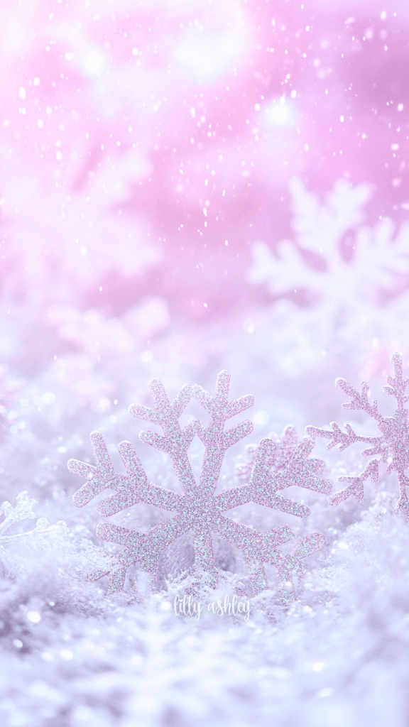 Pink Snowflakes: Free Winter Phone Wallpapers