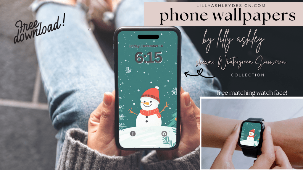 Wintergreen Snowmen: Free Winter Phone Wallpapers & Matching Watch ...
