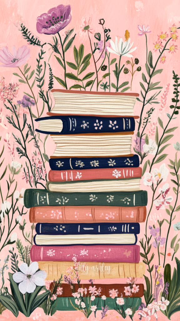 New Free Phone Wallpapers: Floral Book Club 📚🌸 - Lilly Ashley Design