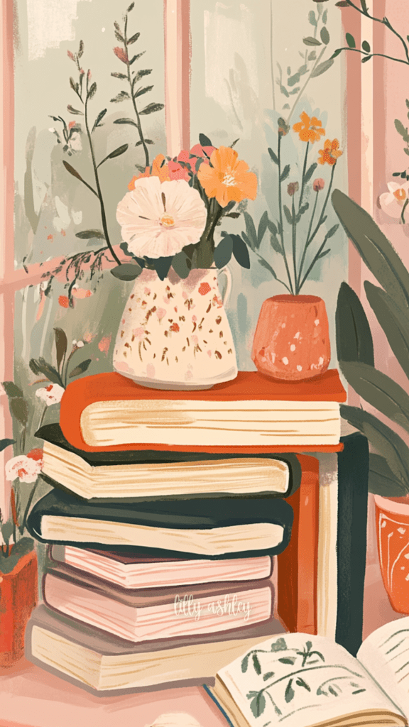 New Free Phone Wallpapers: Floral Book Club 2 🌿🐣 - Lilly Ashley Design